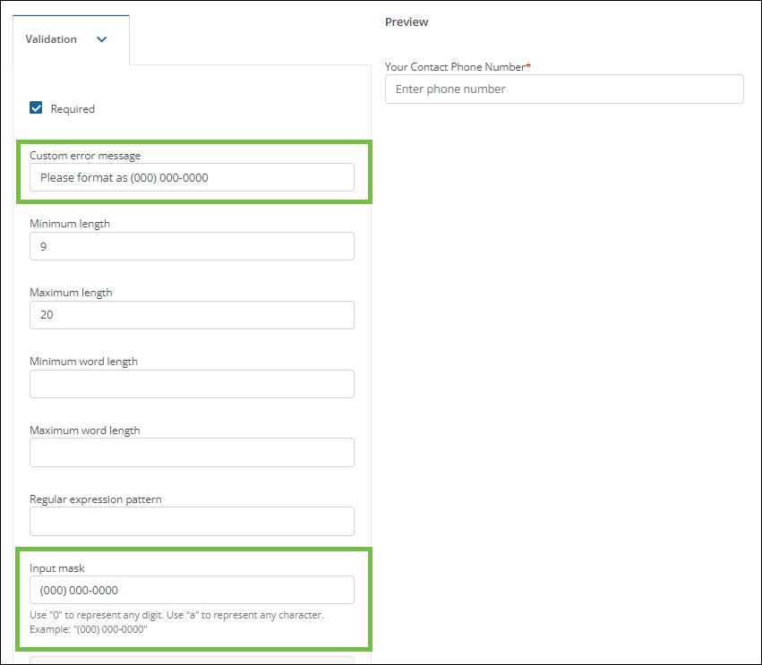 Specify Input Format For Text Fields